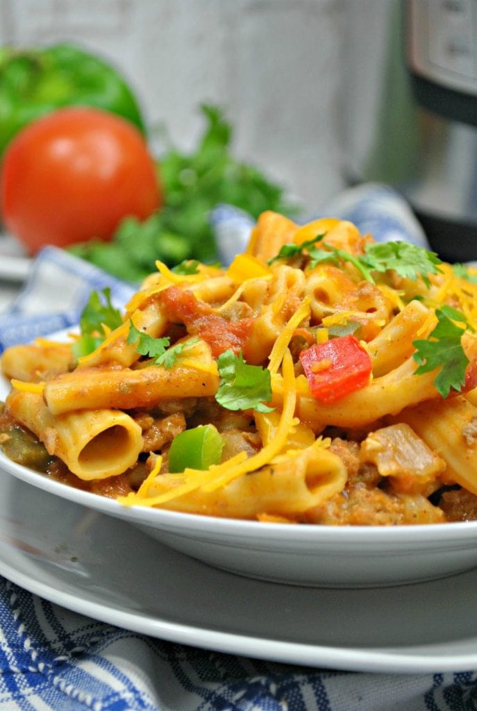 Instant Pot Cheesy Taco Pasta Recipe - A Mom's Impression